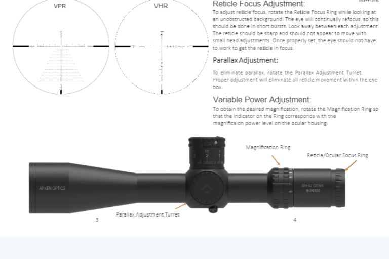 Arken Optics SH-4J 6-24X50 FFP MIL – VHR Reticle - 360 Arms